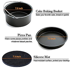 7 inch General Air Fryer Accessories Kit with Recipe Cookbook, Compatible for Ninja 4qt Philips Gowise USA Cozyna Airfryer 3.2QT - 3.5QT - 3.7QT, Also Instant Pot Accessories