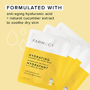Farmacy Coconut Gel Sheet Masks - Moisturizing Skin Care Face Mask - 4 Pack