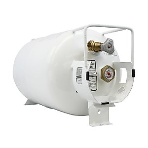 Flame King YSN301HZL 30lb Steel Horizontal Propane Tank Cylinder for Fire Pit Tables, Patio Heaters, Barbeques, RVs, and Truck Campers, 30-Pound, White