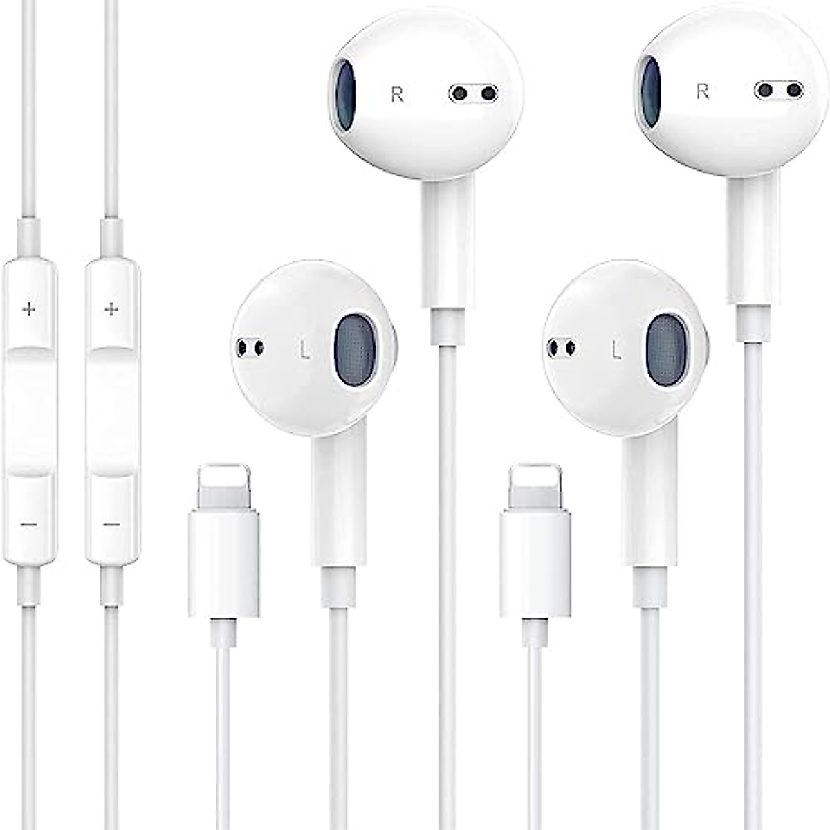 2 Pack-Apple Earbuds for Wired Earphones iPhone Headphones[Apple MFi Certified] (Built-in Volume Control & Microphone) Noise Reduction Function,Compatible iPhone13/12/11/XR/X/Support All iOS System