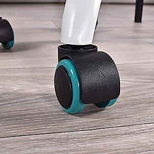 FurnitureR Writing Task Chair 360 Swivel,Low Mid PP Mesh Back Fabric Seat, Height Adjustable, Rolling Castor,W15.7”xD15.2”x H29.5-34.2",Turquoise