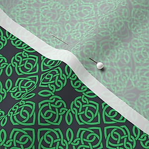 Spoonflower Fabric - Green Black Celtic Knots Printed on Chiffon Fabric by The Yard - Sewing Fashion Apparel Dresses Home Decor