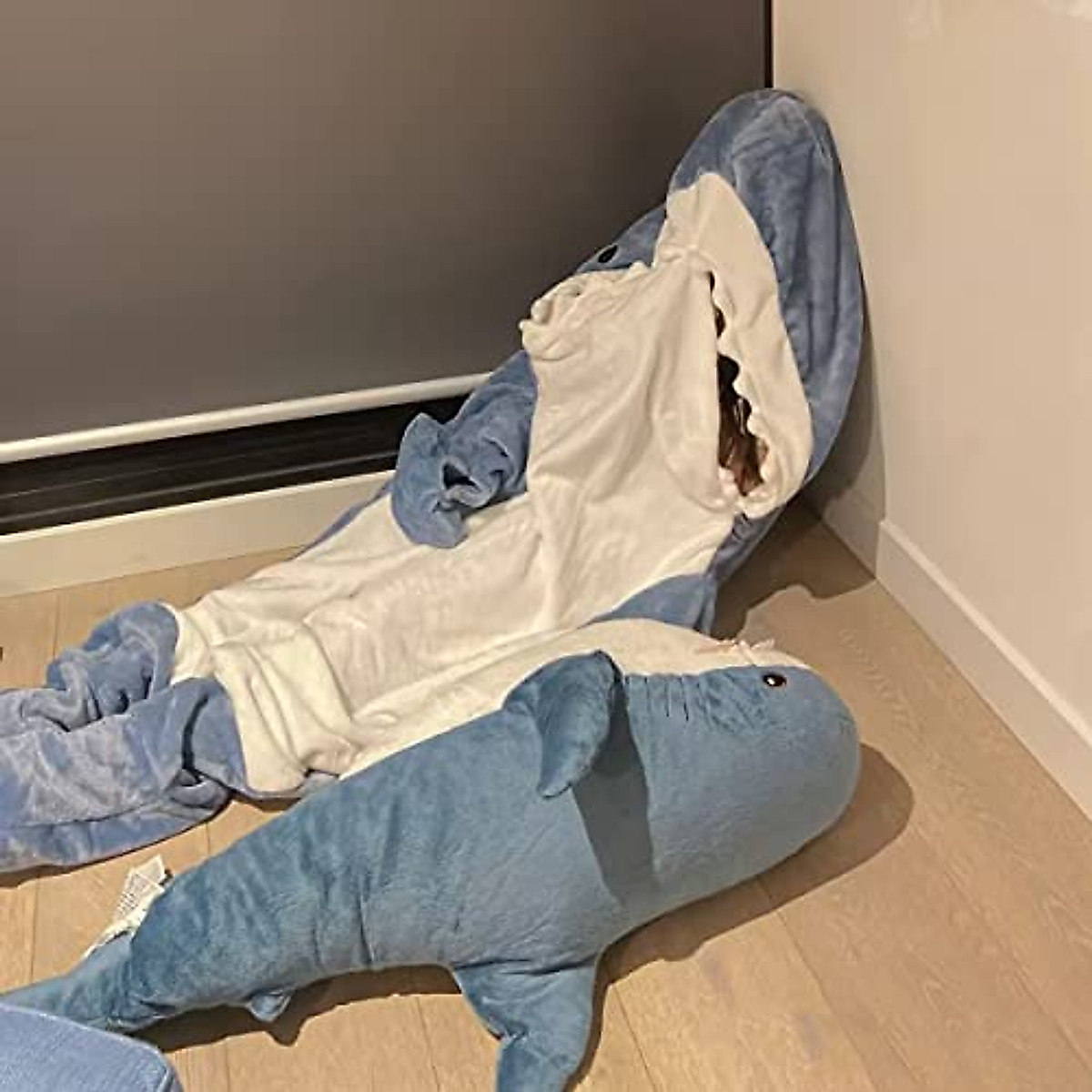 Shark Blanket Adult,Comfy Shark Blanket Hoodie,Super Soft Cozy Flannel Hoodie Wearable Shark Blanket Sleeping Bag,Shark Onesie Blanket((L),67 inches)
