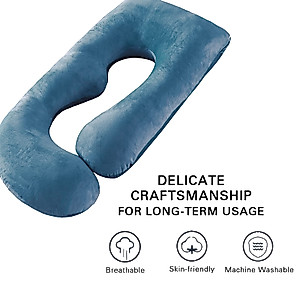 SLIGUY Pregnancy Pillow Cover G Shaped, 57-Inch Replacement Pillowcase, Used for Maternity Pillows, 100% Velvet, Double Zipper Stretch Fabric, Super Soft, Universal Type, (G Blue)