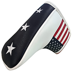 LAISUNTIM Golf Blade Putter Head Cover, USA Stars and Stripes Golf Putter Headcover with Magnetic Closure
