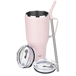 Sursip 40oz Mug Tumbler Stainless Steel Vacuum Insulated Mug with H&le,Lid & Straw,Fit for Car Holder,Keeps Drinks Cold up to 24 Hours,Sweat Proof & Leak Proof,Dishwasher Safe Pink,1 Count (Pack of 1)