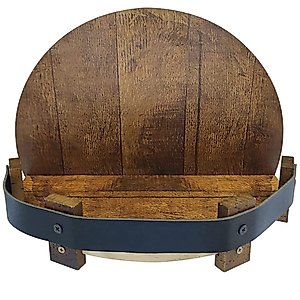 Hand Crafted Liquor Bottle Display,Wall Mounted Whiskey Barrel Shelf,Vintage Round Wine Whiskey Display Organizer Stand Bar Shelves Home Décorï¼Œ11.8x5.9in