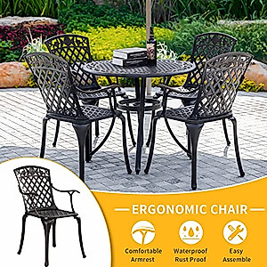 Withniture Cast Aluminum Patio Chairs,Outdoor Dining Chairs Set of 2 with High Back,Metal Patio Chairs,All Weather Outdoor Bistro Chair for Garden,Backyard(Bronze)
