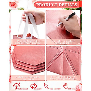 Eccliy 80 Pieces Gift Bags Set Glossy Reusable Tote Bags with Handles Grocery Bags for Wedding, Bachelorette Party, Christmas (Rose Gold,Medium)