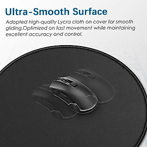 Round Mouse Pad with Stitched Edge Premium-Textured Non-Slip Rubber Base Mouse Mat Mousepad for Office & Home, Black (8.7 x 8.7 x 0.12Inch)