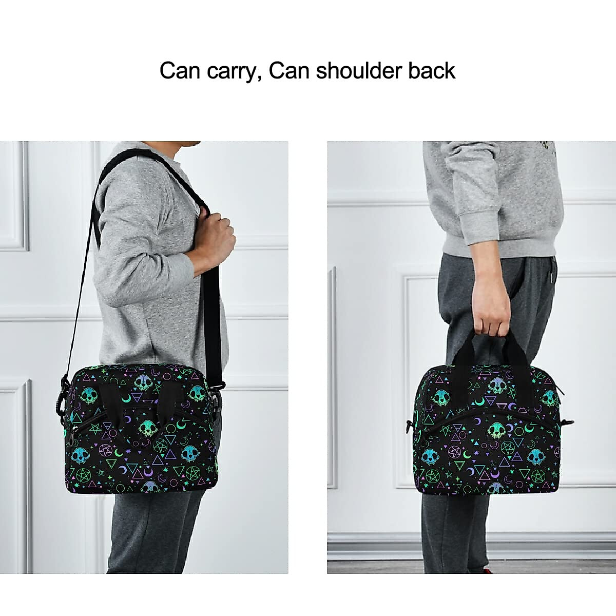 MNSRUU Insulated Lunch Bag Magic Skulls Lunch Bag Women Lunch Tote Men Lunch Cooler Bag Reusable Leakproof Lunch Box For Work School