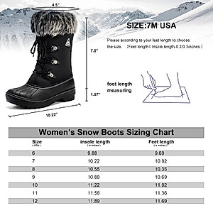 ALEADER Waterproof Snow Boots for Women, Warm Faux Fur Winter Duck Boots Shoes Black 9 B(M) US