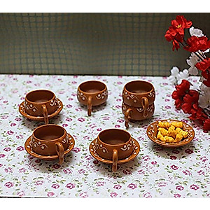 Odishabazaar Tea Cup with Saucer Set of 6 (6 tea cups and 6 saucers 5.4 oz) | Tea cups set of 6 Microwave Safe