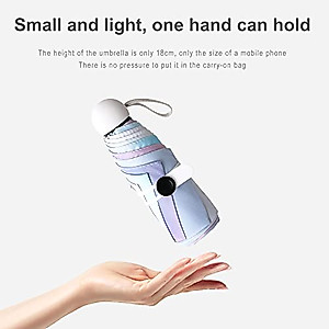 YumSur Mini Travel Sun & Rain Umbrella, Small UV Compact Folding Umbrella with Case 8 Ribs Anti-UV Lightweight Umbrella