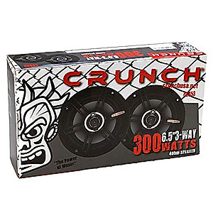 Crunch CS-653 300 Watts 6.5-Inch 3-Way 4 Ohms Car Audio CS Speakers with Dome Tweeters and Stamped Steel Basket, Black, 2 Pack