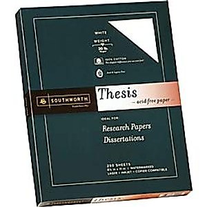 Southworth 100% Cotton Thesis Paper, 8.5” x 11”, 20 lb/75 GSM, Wove Finish, White, 250 Sheets - Packaging May Vary (35-120-10)