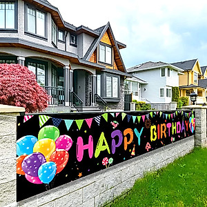 Happy Birthday Yard Banner 118x19.7 inches, Happy Birthday Decorations, Large Happy Birthday Yard Sign Backdrop, Birthday Party Outdoor & Indoor Decoration Banner