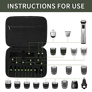 Yinke Case for Philips 7000 Series Multi Grooming Kit MG7720 MG7745/ Series 5000 MG5720 Beard Hair and Body with Nose Trimmer with Attachment Storage, Portable Travel Case Storage Bag