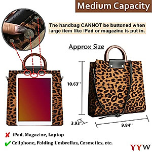 YYW Crossbody Bag for Women Medium Capacity Soft Satchel Handbags Leopard Pattern Clutch Purse Top Handle Bag (Brown)