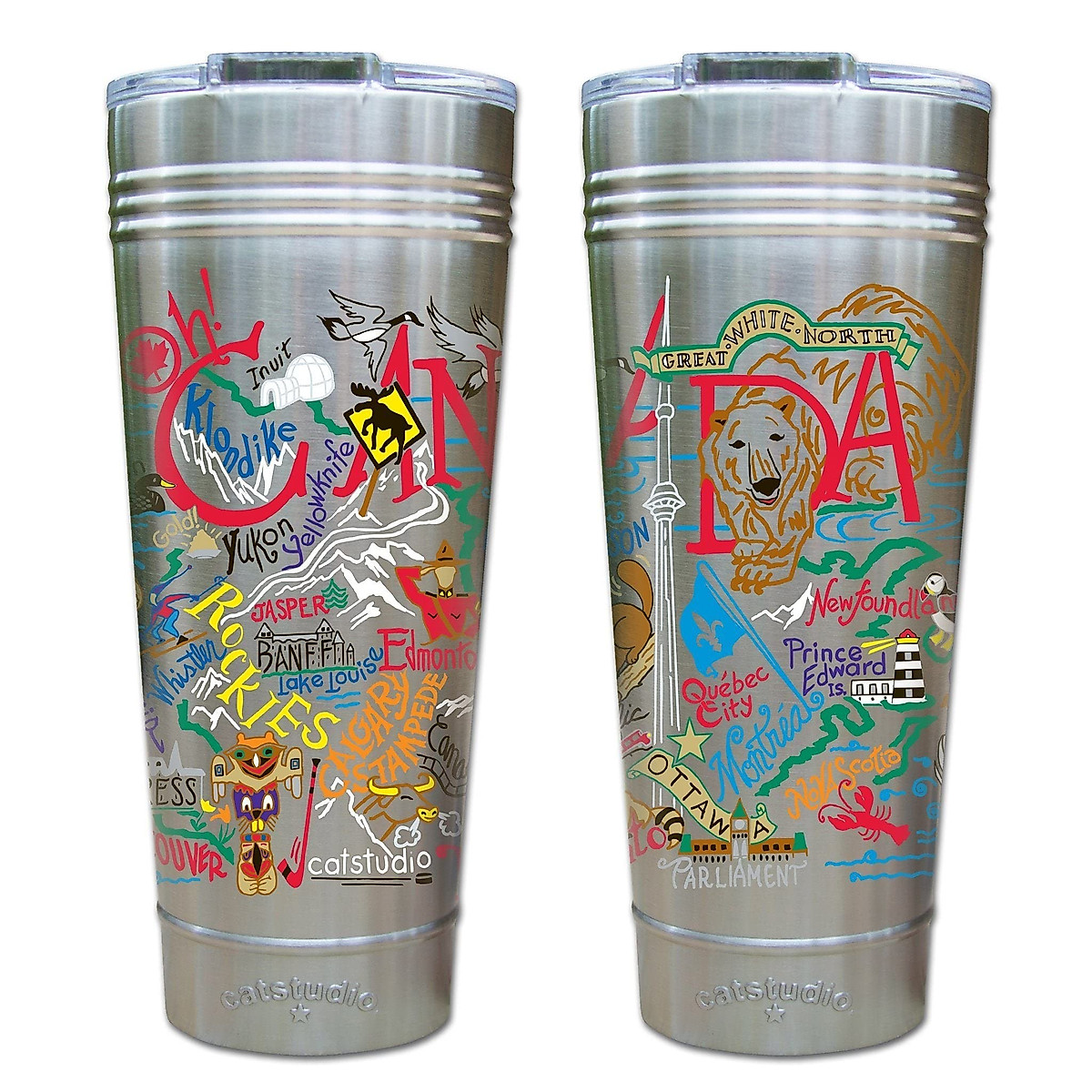 Catstudio Canada Thermal Tumbler | Triple Wall Insulation With Non Slip Bottom | Great Travel Cup for Water, Coffee, Tea, or Smoothies