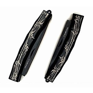 TANKING Bamboo Style Folding Pocket Knife with Non-Slip Pattern Handle, Durable Stainless Steel Blade, Hunting Camping Outdoor Tool Tactical Knife (Bent handle-Black)