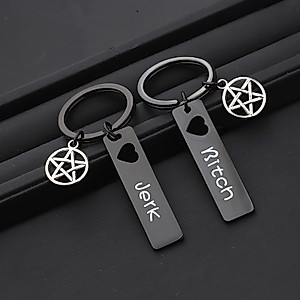 ENSIANTH SPN Jewelry Bitch Jerk Keychain Best Friend Keychain Couple Keychain (bitch jerk set key black)