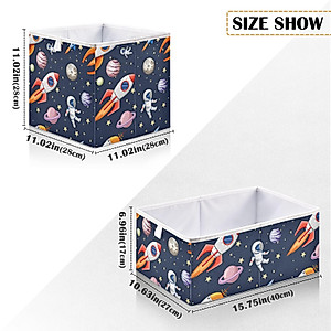 Emelivor Space Galaxy Cube Storage Bin Fabric Storage Cubes Foldable Organizer Bins Storage Baskets for Shelves Storage Box for Shelves Home Office Clothes Clothing,11 x 11inch