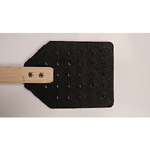 Heavy Duty Leather Fly Swatters Indoor/Outdoor – Pest Control Heavy Duty Fly swatters Made in USA by Amish Leather Craftsman Kills Bugs and Insects… (BLK)