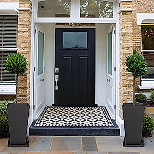 Elevens Tall Planters 30 Inch Tapered Square Planters Garden Flower Pots,Large Planter for Patio,Indoor/Outdoor Planter with Tray Black-2 Pack