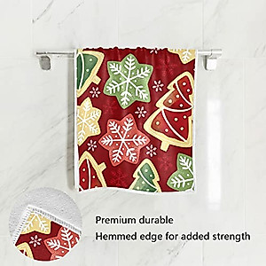 Gingerbread Christmas Tree Hand Towels Winter Snowflakes Bath Towel Soft Bathroom Guest Face Towel Kitchen Tea Towels Dish Washcloths Housewarming Gifts 16 X 30 in