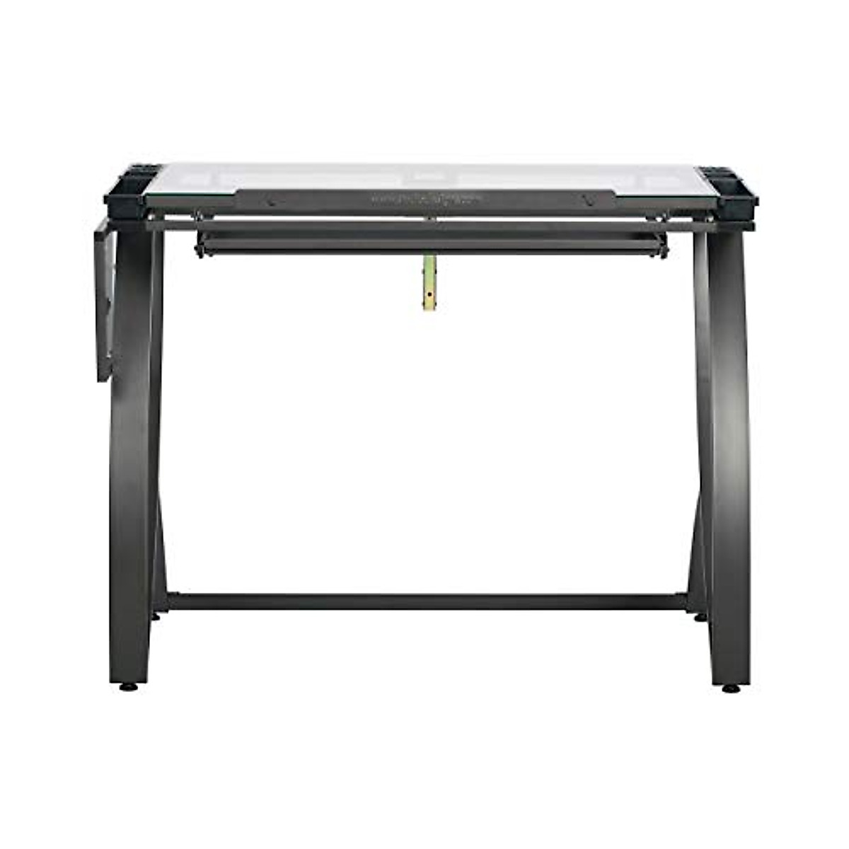 SD STUDIO DESIGNS Futura Luxe Drawing, Drafting, Craft Table with Drawer, 35" Wide Angle Adjustable Top and Side Shelf, Pewter Grey/Clear Glass