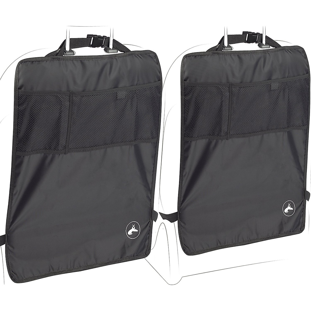 OxGord Kick Mats Seat Protector with Storage Organizer Pocket- 2 Pack - Universal Fit for Car, Truck, SUV, or Van - Rear Auto Bucket Seat Upholstery Protective Cover