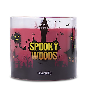 Colonial Candle Spooky Woods Scented Jar Candle, Haunted Collection, Red, 3 Wick, 14.5 oz