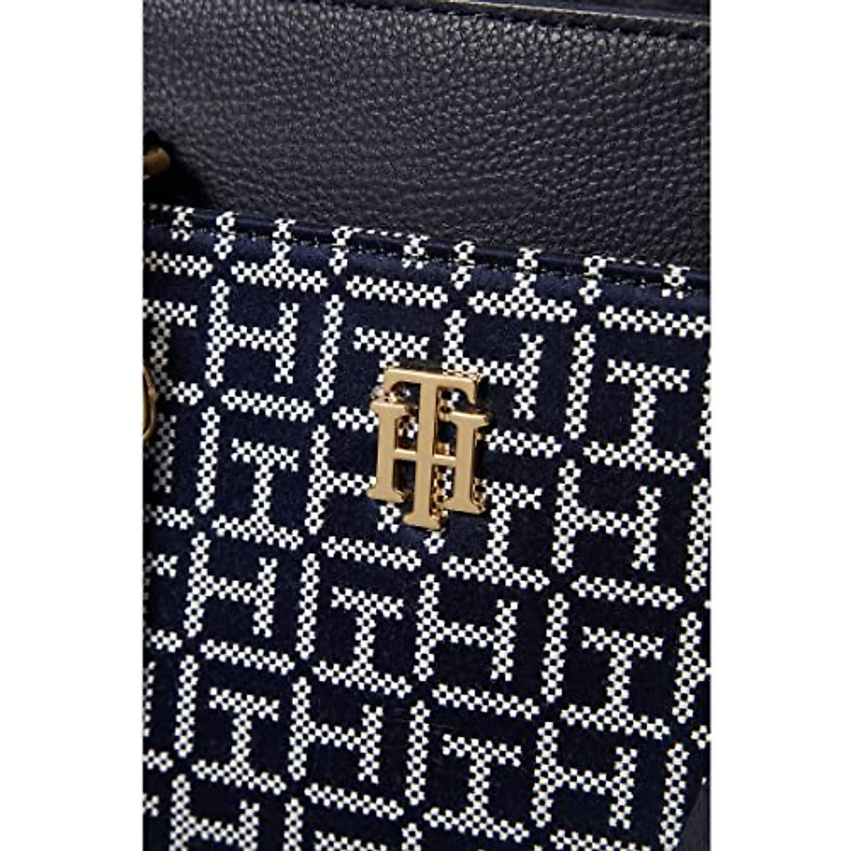Tommy Hilfiger Antonella II Convertible Satchel Square Monogram Jacquard Navy/White One Size