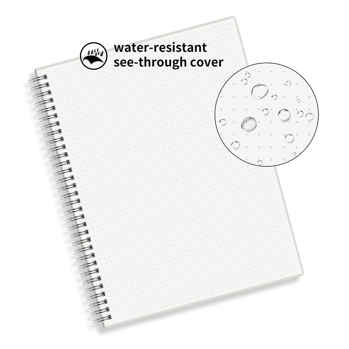 HULYTRAAT Large Dot Grid Spiral Notebook, 8.5" x 11", Premium 100 gsm Ivory White Paper, Sturdy See-Through Cover, 128 Dotted Pages per Book (2 Pack) for Home, School, Office, Artist Writing/Drawing