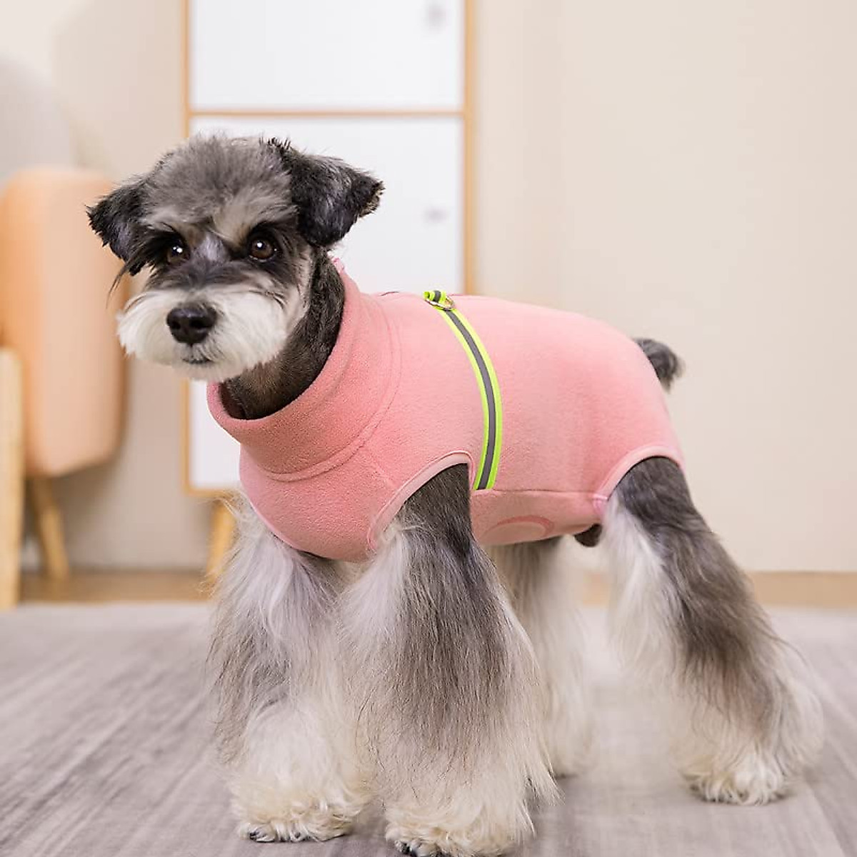 Dog Warm Coat, Polar Fleece Dog Pajamas Bodysuit for Small Medium Dogs Cats Walking Hiking Travel Sleeping, Cold Weather Puppy Vest Clothing, Stand Collar Thermal Doggie Winter Onesie Clothes