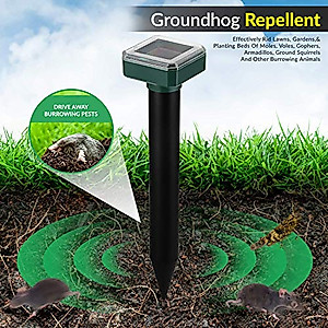 Titoland Mole Repellent Solar Powered for Lawns, 4 Pack Solar Mole Repellent & Gopher Repellent Ultrasonic Solar Powered Waterproof for Yard & Garden