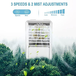 Portable Air Conditioner, 700ML Personal Evaporative Air Cooler Fan with 3 Speeds 7 Colors,70° Oscillate Personal Air Cooler for Home/Tent/Office Room