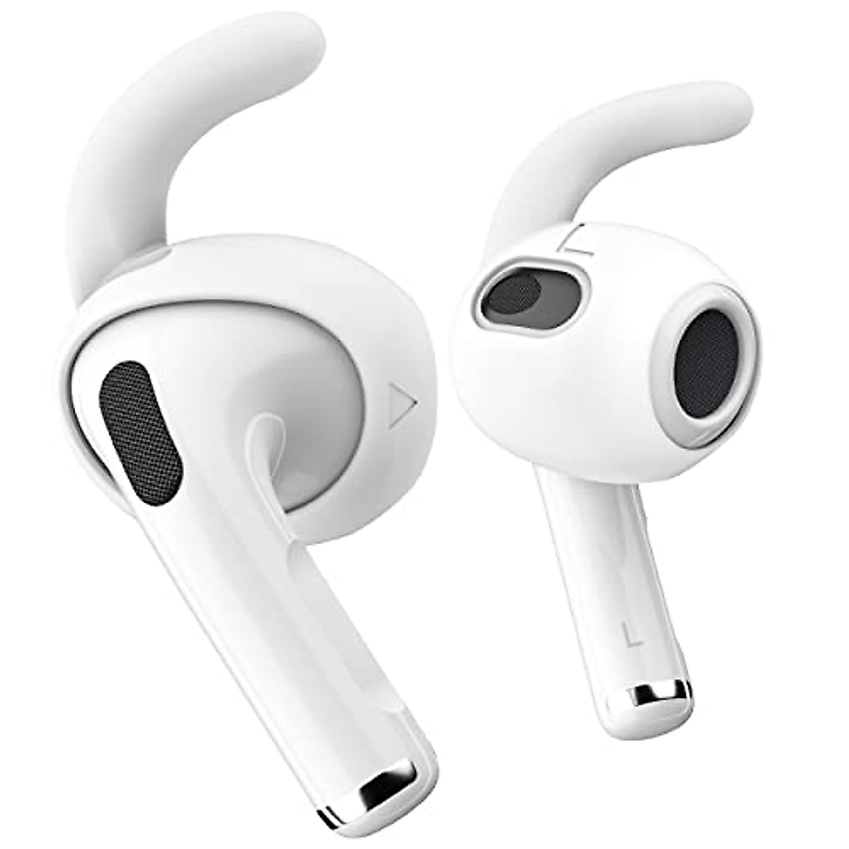 KeyBudz EarBuddyz for AirPods 3 Ear Hooks Covers [Added Storage Pouch] Anti Slip Accessories Compatible with Apple AirPod 3 - Small, Medium, Large Pairs (White)