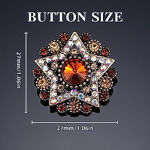 Rytenz 4 Pcs Sliver Rhinestone Buttons Crystal Embellishments for Clothing Jewelry Making DIY Decoration for Wedding Bridal (Brown)