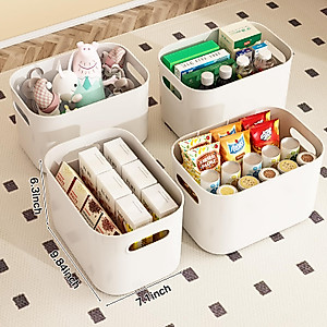 MSHOMELY 8 Packs Plastic Storage bins with Lid White Storage Containers with Lids Stackable Containers for Organizing Storage Box with Handle, Cube Storage Bins for Shelves, 9.84x7.1x6.3 inch