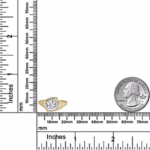 AVORA 10K Yellow Gold 1 Carat Solitaire Simulated Diamond CZ Classic Engagement Wedding Anniversary Ring - Size 8