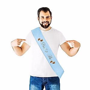 Dad To Be Sash For Baby Shower- Blue w/Gold Lettering Baby Gender Reveal Ideas Boy Ideas Dad Diaper Party Favor New Father Gift Daddy Father Prince Decorations Dadchelor Baby Gifts Little Man