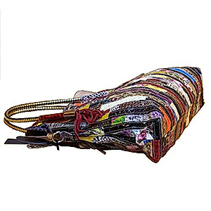 Segater® Women’s Multicolor Big Boston Bag Genuine Leather RANDOM Colorful Patchwork Large Tote Handbag Hobo Large Capacity Crossbody Bag Big Hobo Purse