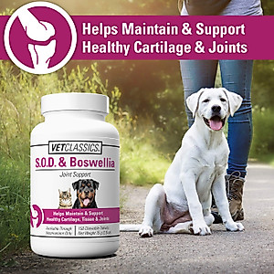 Vet Classics S.O.D. & Boswellia Joint Support for Dogs & Cats, Helps Maintain & Support Healthy Cartilage, Tissue & Joints, 150 Chewable Tablets