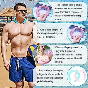 Neck Cooling Tube 2 Pcs Wearable Cooling Neck Wraps Reusable Neck Cooler Heat Cooling Cold Pack Summer Heat Relief for Summer Hot Flashes and Fever, Pink and Blue