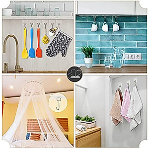 Adhesive Hooks Kitchen Wall Hooks-Transparent Reusable Seamless Hooks,Waterproof and Oilproof, high and Low Temperature Resistance,Bathroom Kitchen Heavy Duty Self Adhesive Hooks,Rustproof,10 Pack