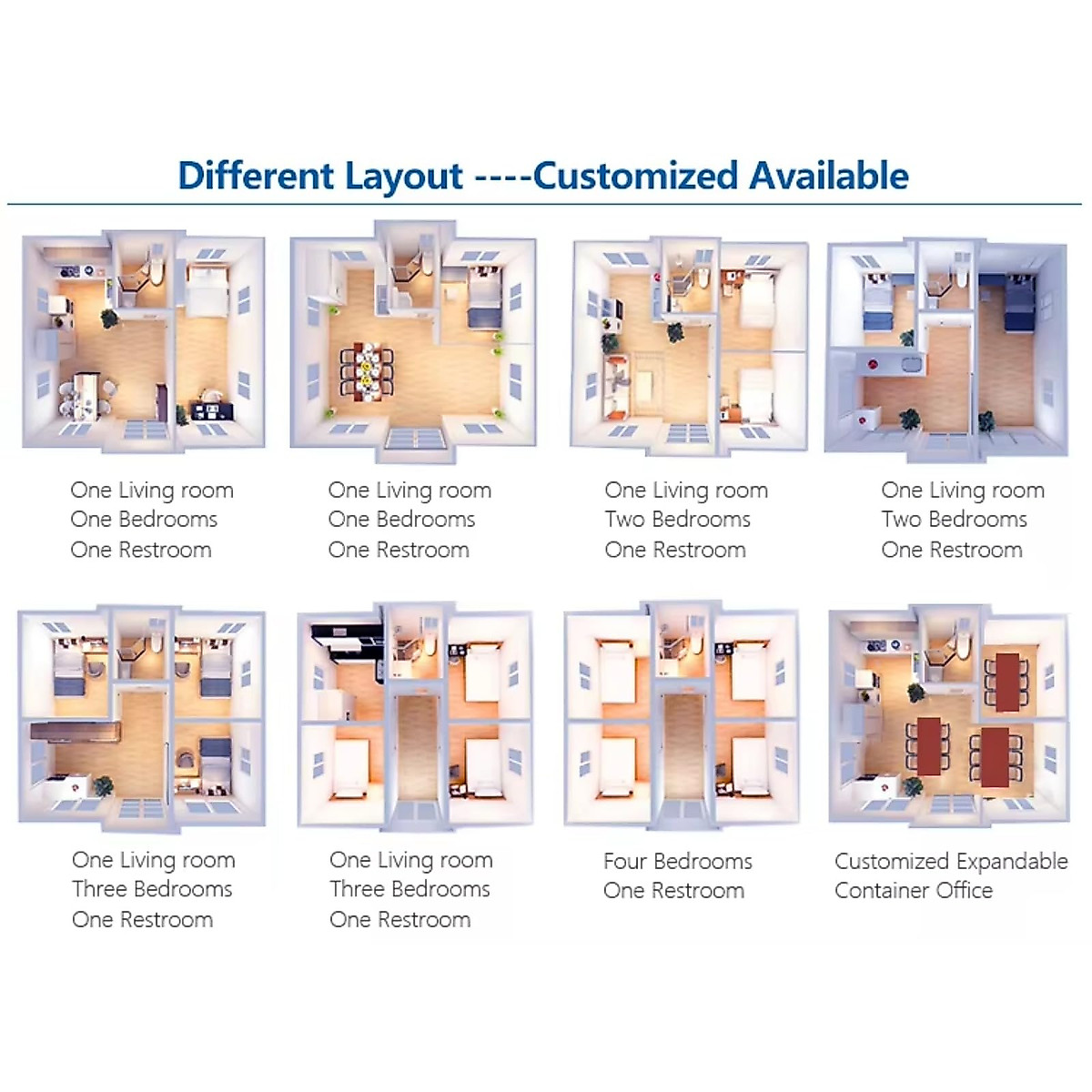 20ft Luxury Mobile Villa 3 Bedroom Prefabricated Portable Tiny Home Foldable Expandable Container Living House