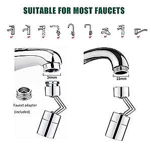 Universal Splash Filter Faucet 720 Rotating Faucet Extender Aerator with 2 Water Outlet Modes