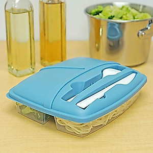 Travel Food Carrying Set w/ Fork and Knife - Southern Homewares - 3 Sections for Leftovers, Salad, and Other Food